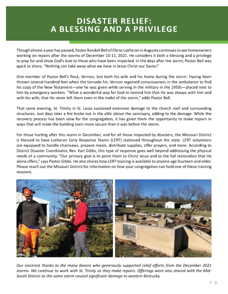 Annual Report 2022 — Missouri District — The Lutheran Church Missouri Synod